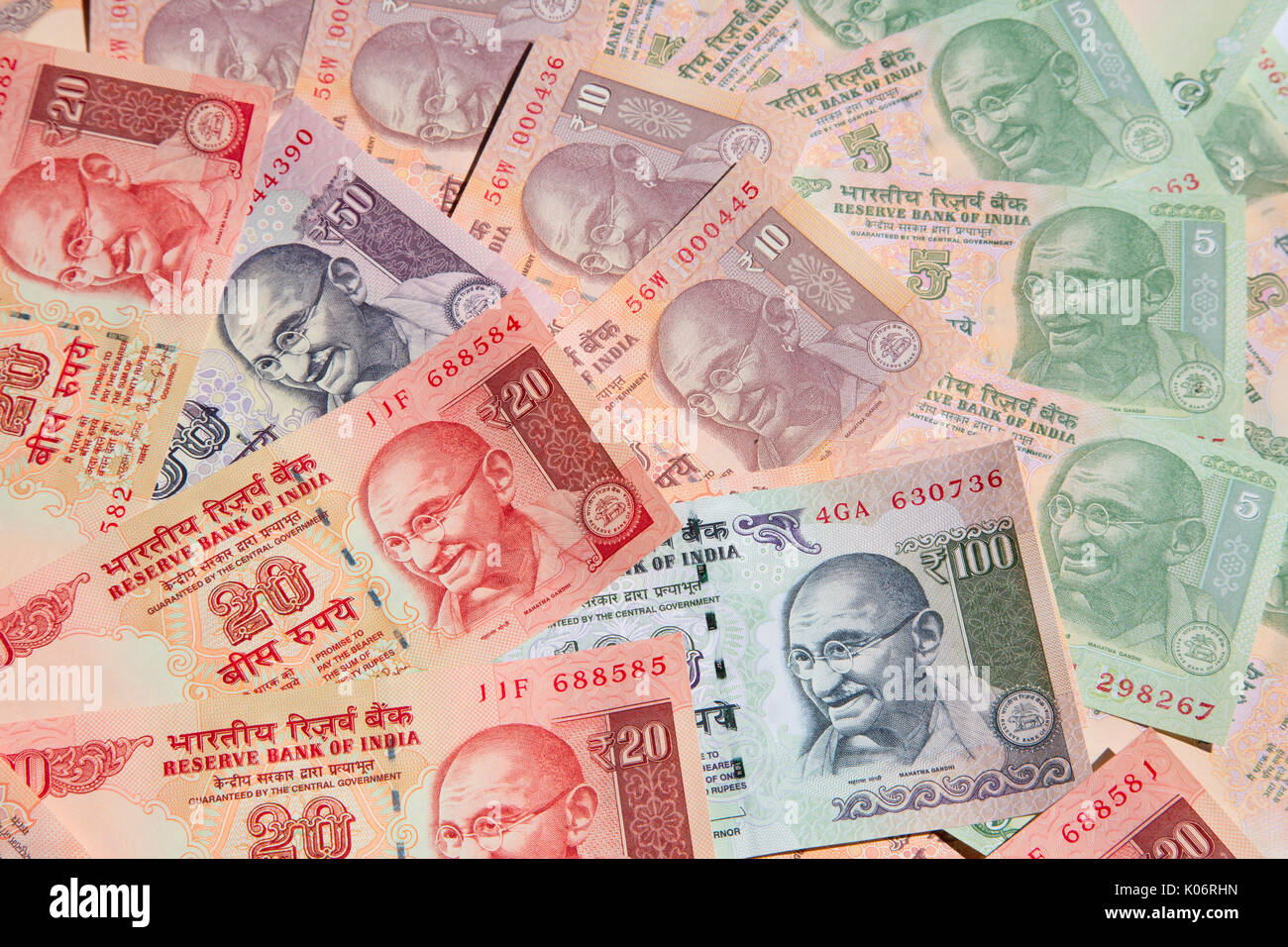 Collection of the Indian banknotes Stock Photo - Alamy