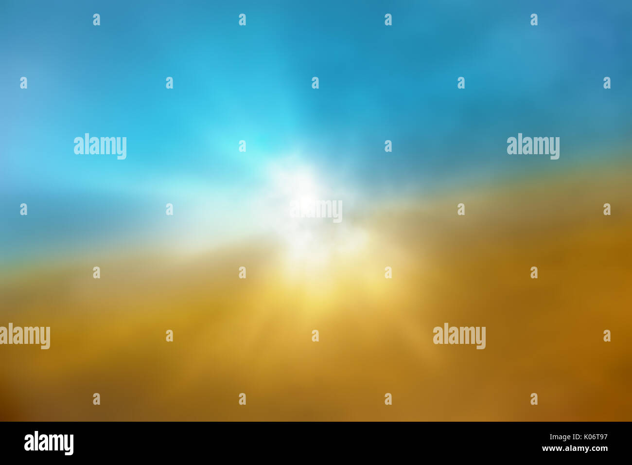 sun with light rays in blue sky with clouds blurred image Stock Photo ...