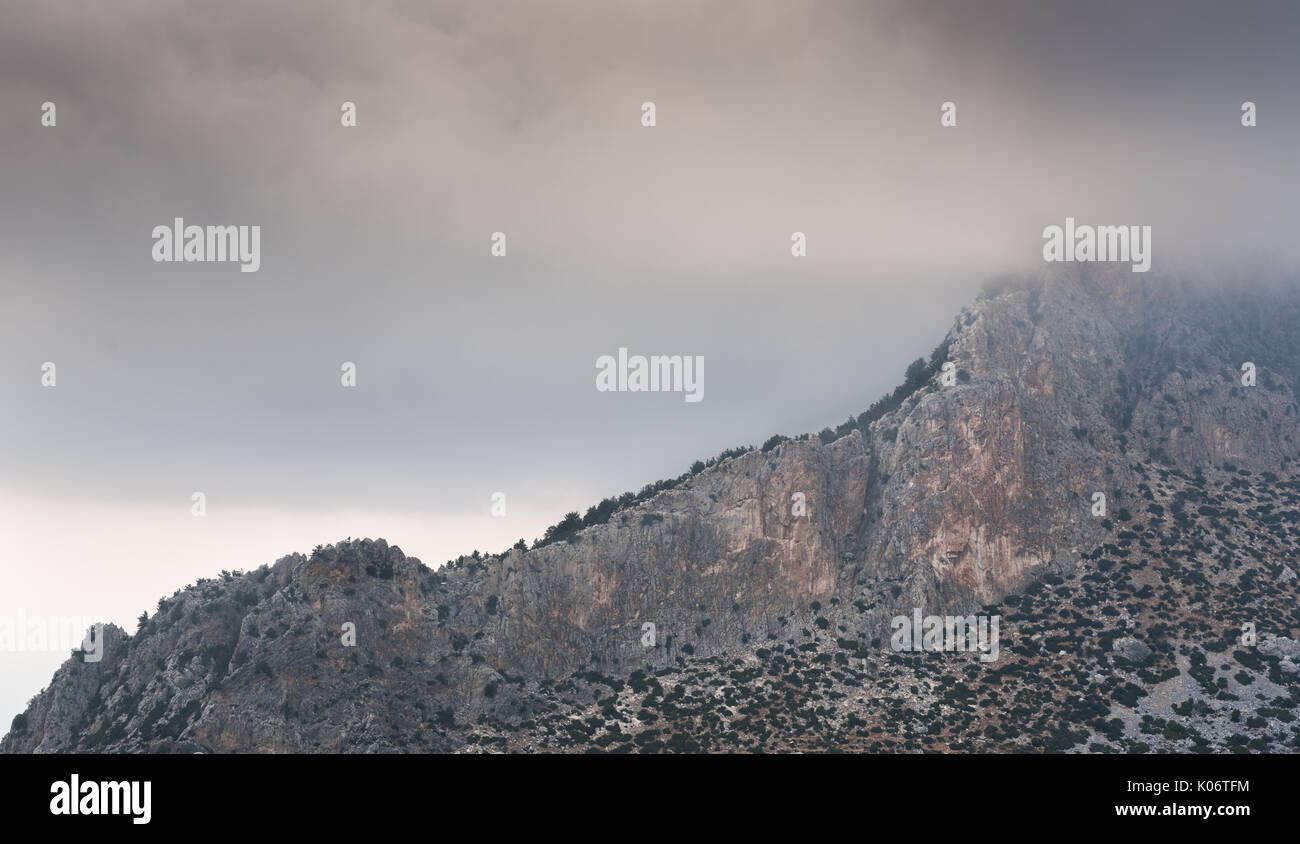 Mountain ridge landscape with the five finger mountain, Pentadakylos at ...