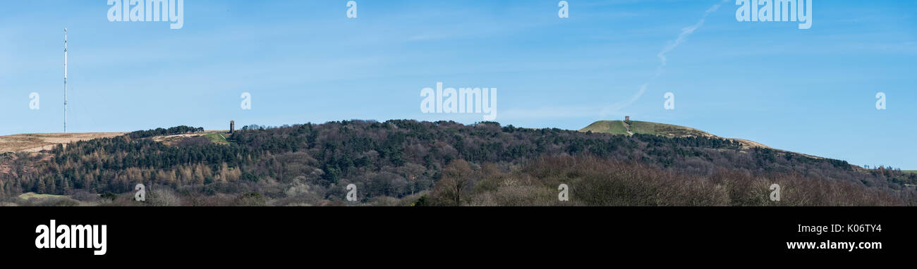 Rivington Pike and Winter Hill transmitter mast from Yarrow Reservoir ...