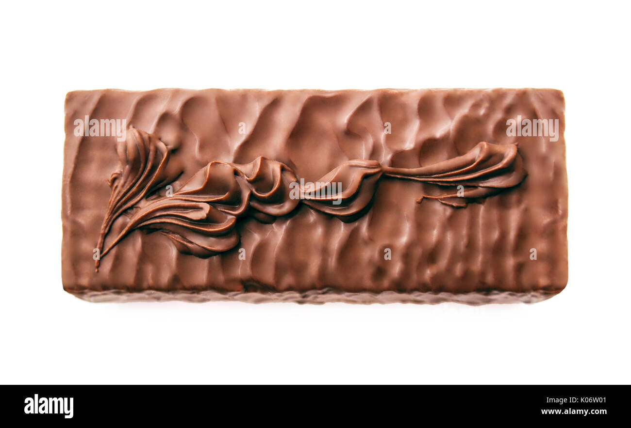 Chocolate bar. Top view isolated on white background Stock Photo - Alamy