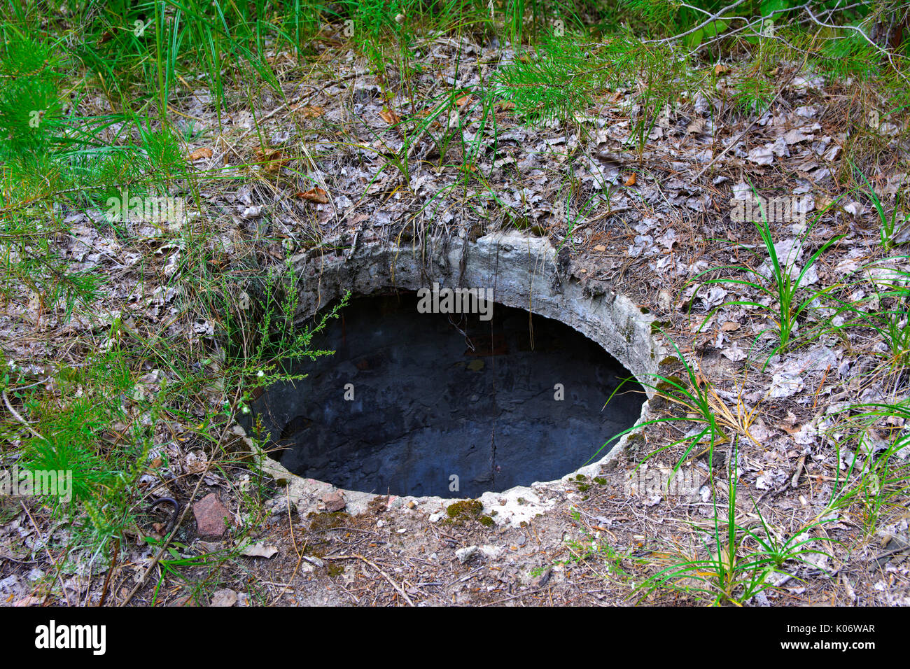 Old abandoned manhole. Dead military unit. Consequences of the ...