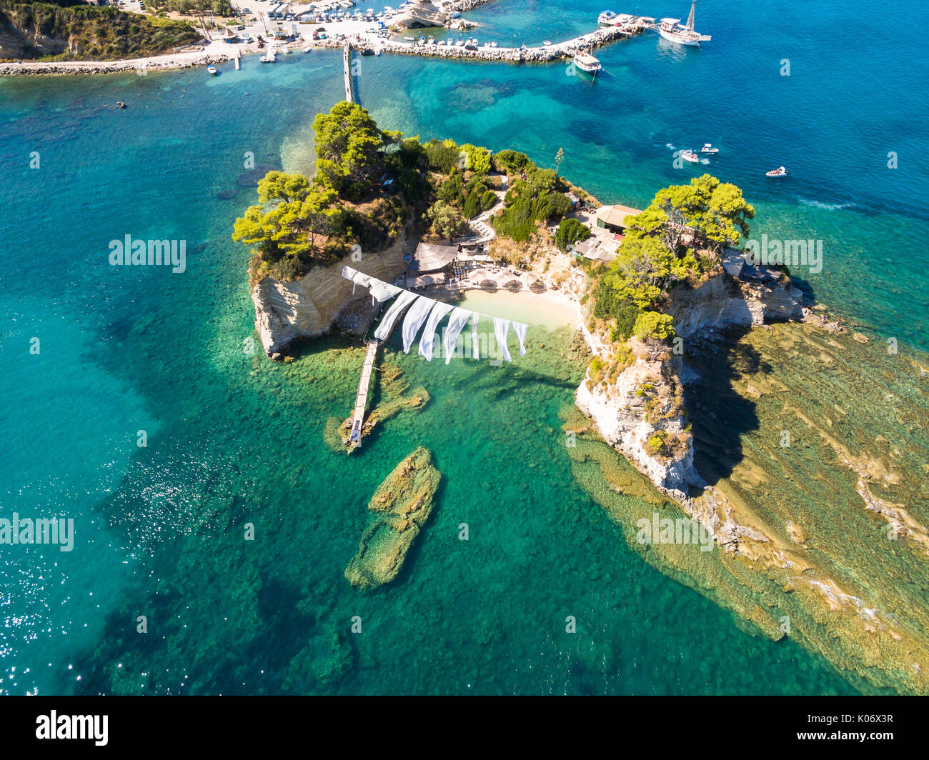 Aerial view of Cameo Island in Zakynthos (Zante) island, in Greece ...
