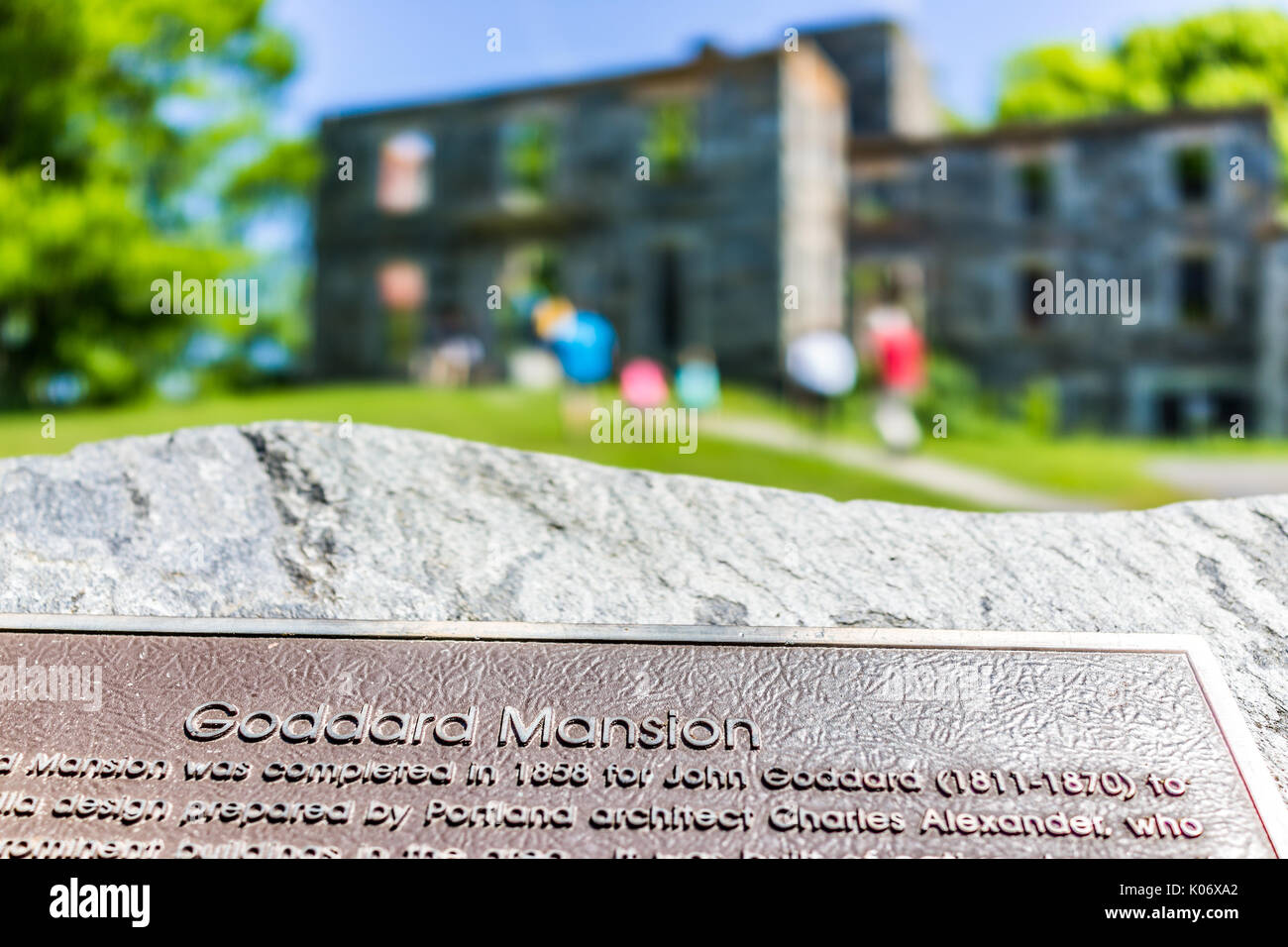 Cape Elizabeth, USA - June 10, 2017: Goddard Mansion stone ruins by ...