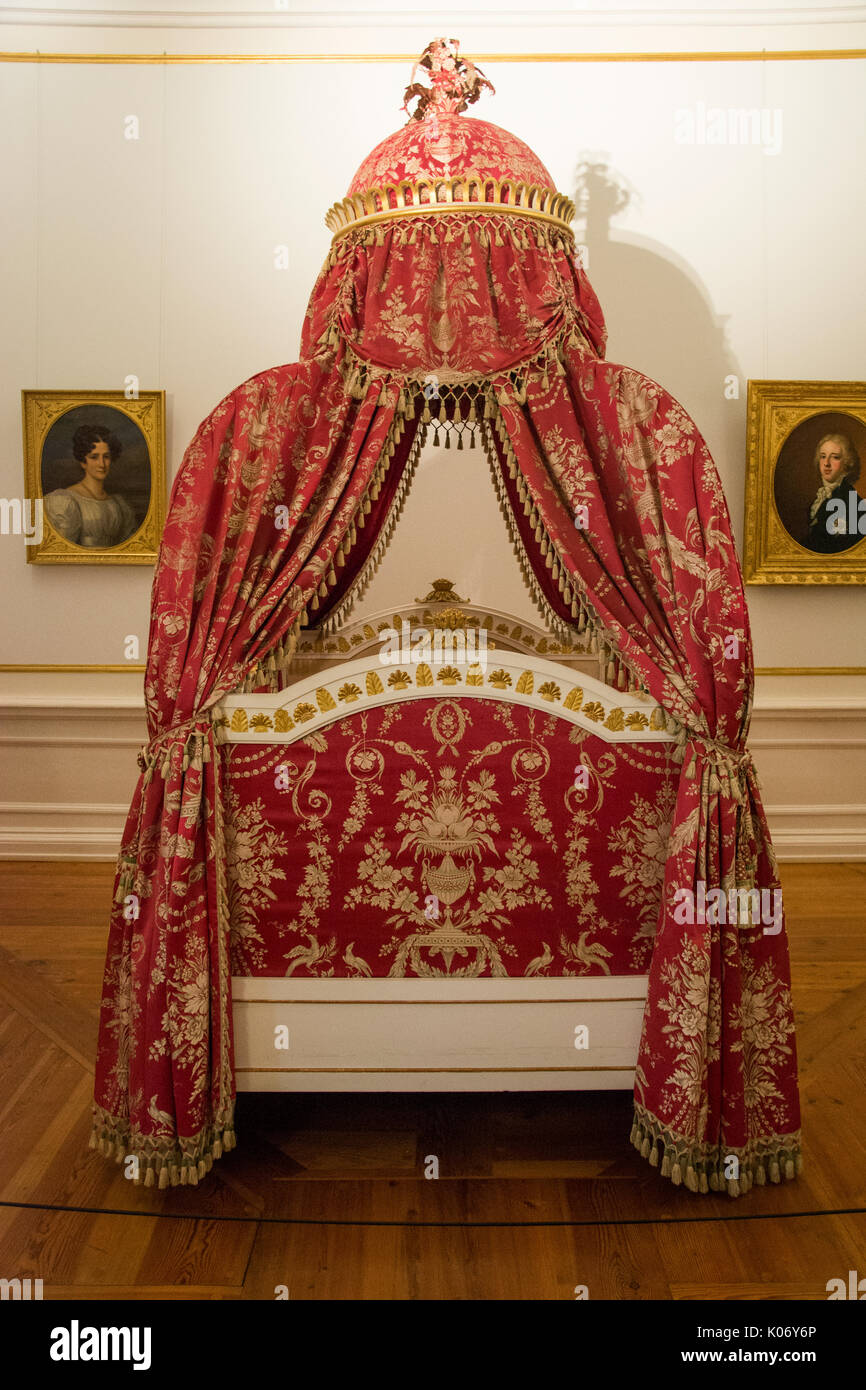 A state bed (ca. 1760) at Schloss Eutin (Castle) in Holstein, Germany ...