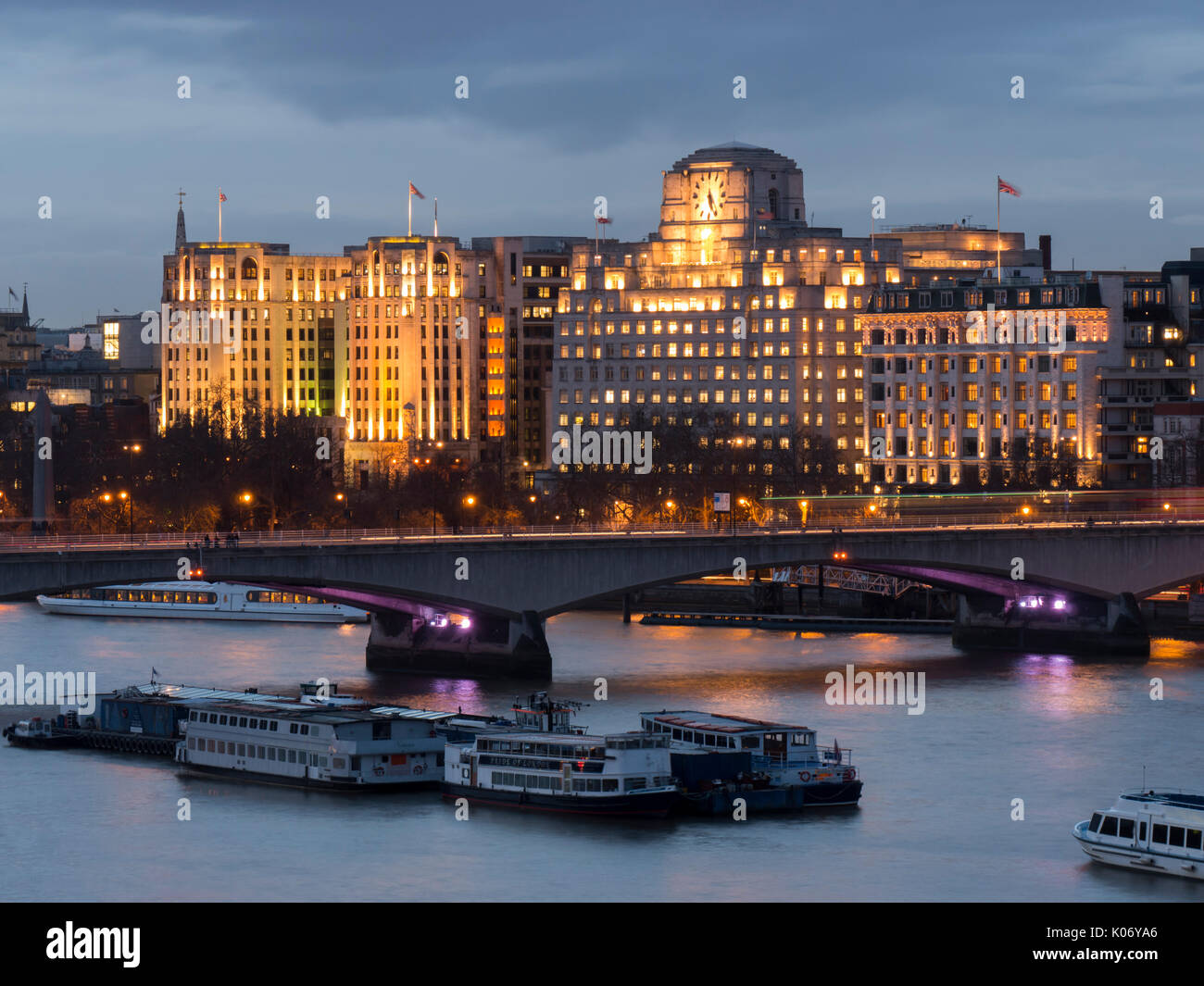 europe, UK, England, London, Embankment buildings Shell Mex Stock Photo ...