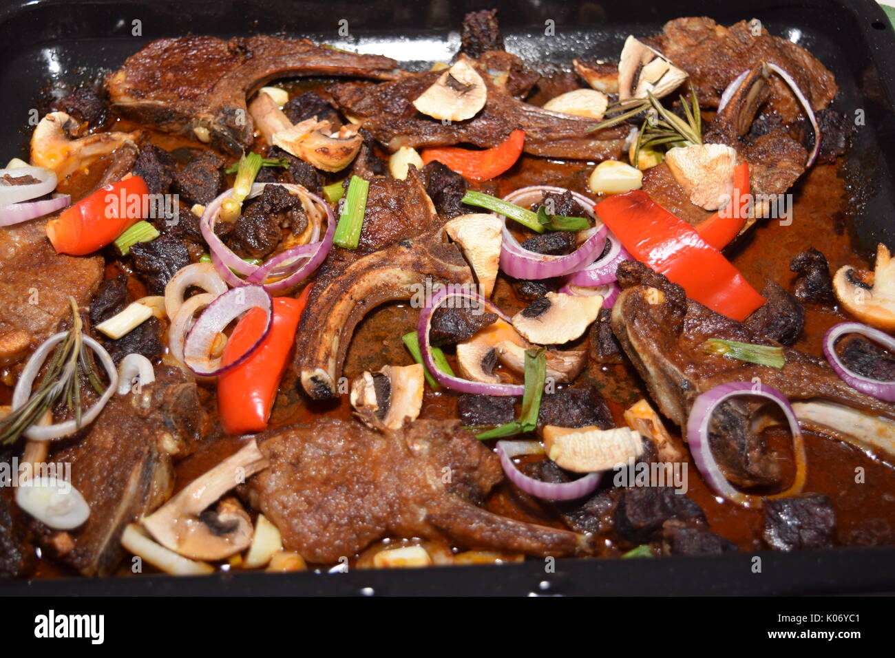 Roasted mutton tray hi-res stock photography and images - Alamy