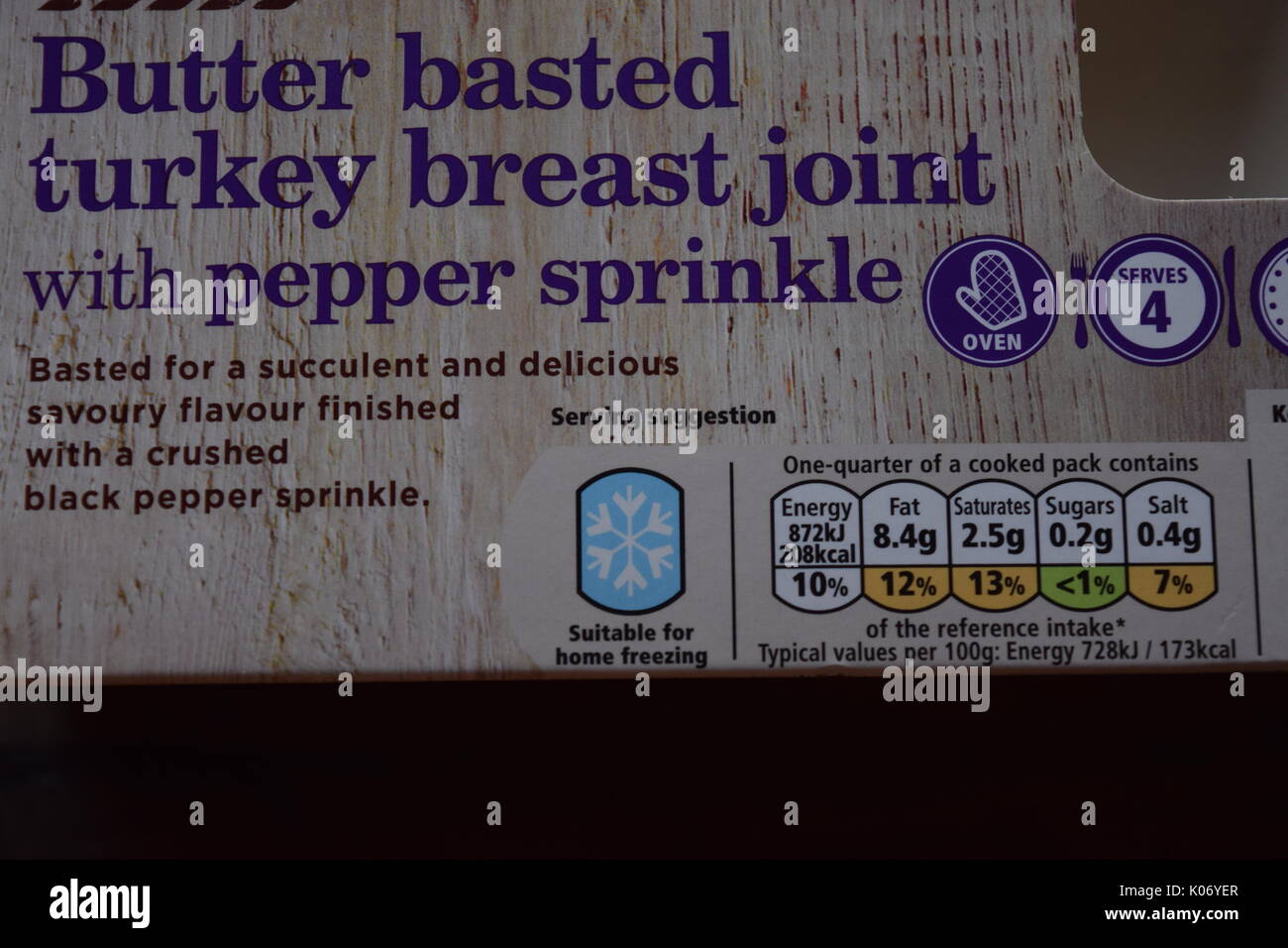 Turkey breat food label Stock Photo - Alamy