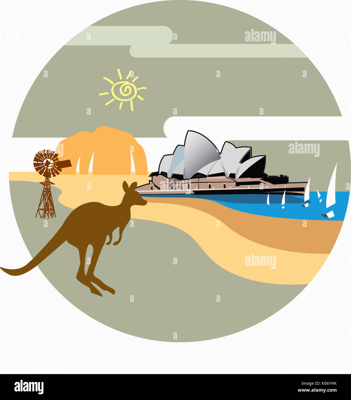 Illustration of landmarks in Australia Stock Photo - Alamy