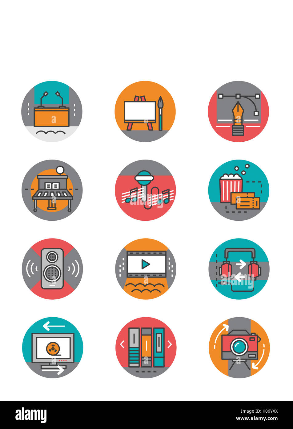Set of various icons related to entertainment Stock Photo - Alamy
