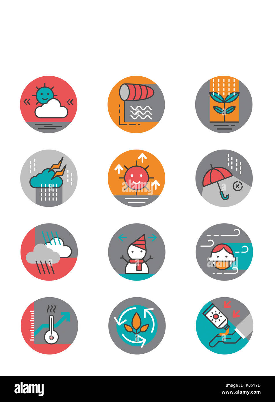 Set of various icons related to weather Stock Photo - Alamy