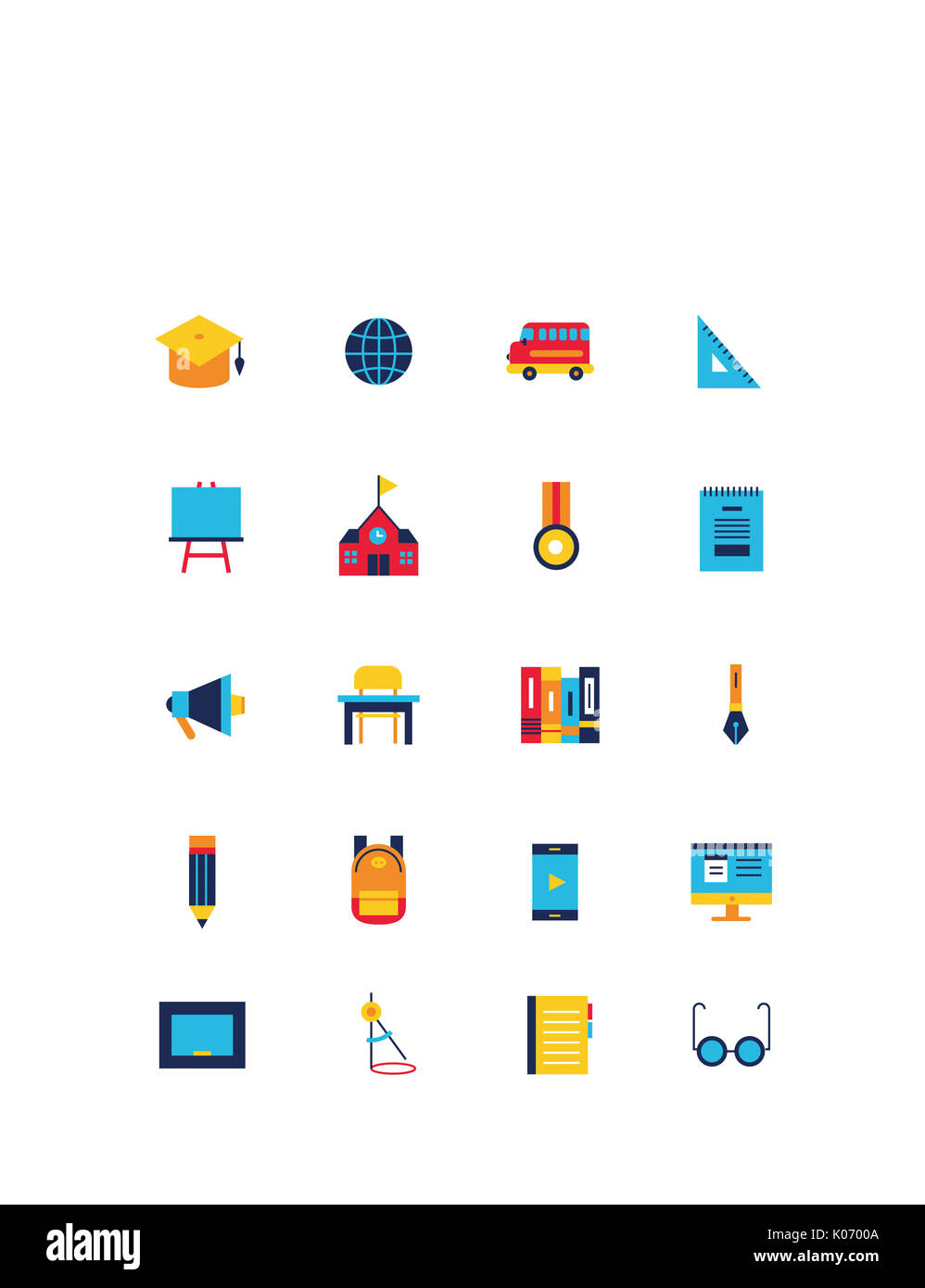Set of various icons related to school education Stock Photo - Alamy
