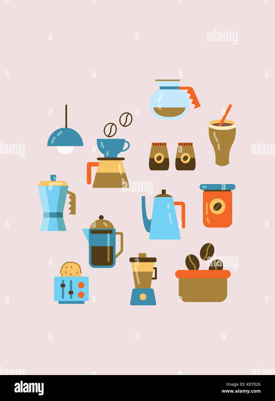 Various Icons related to cafe Stock Photo - Alamy