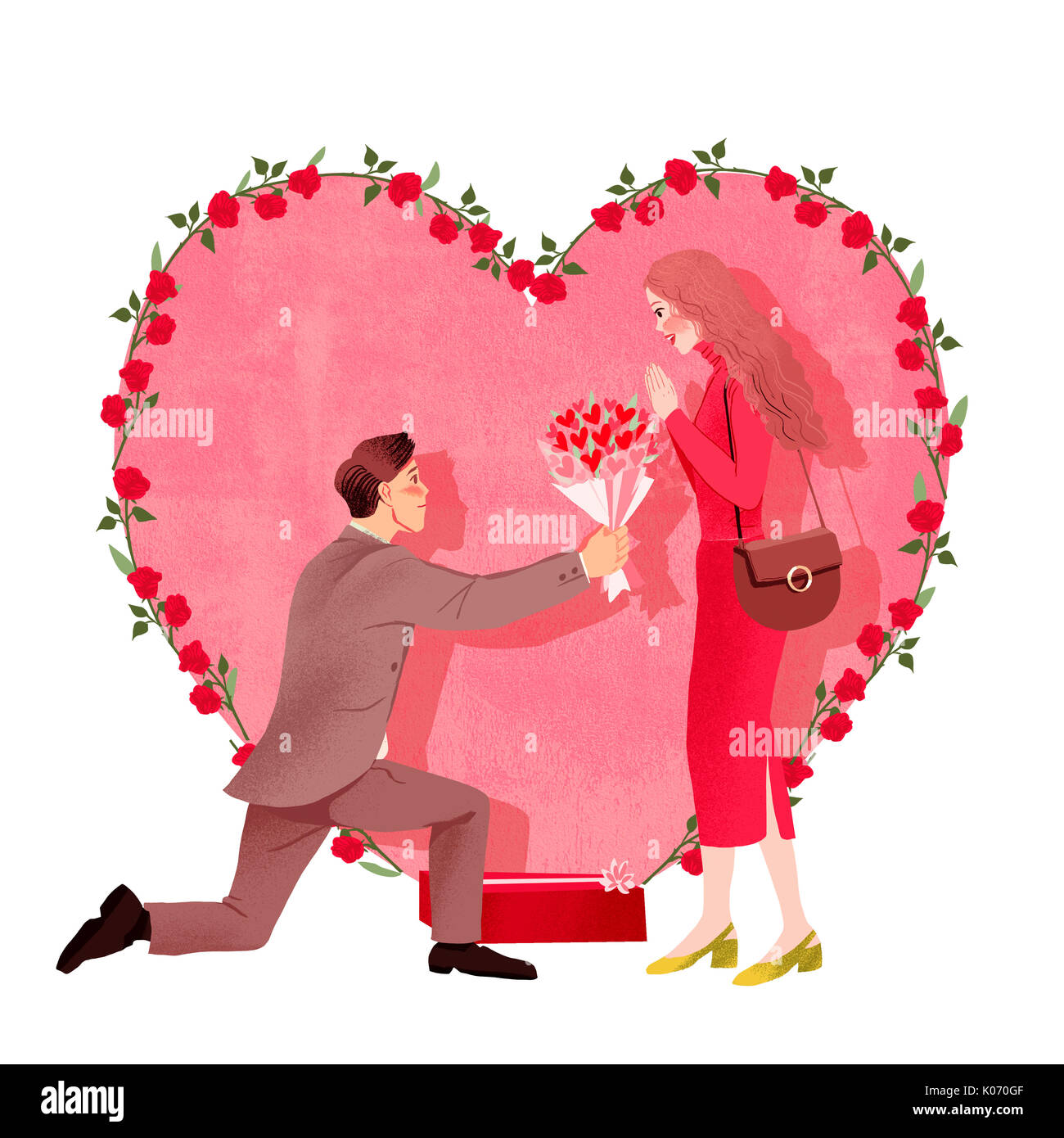 Romantic couple confessing love on White Day Stock Photo - Alamy