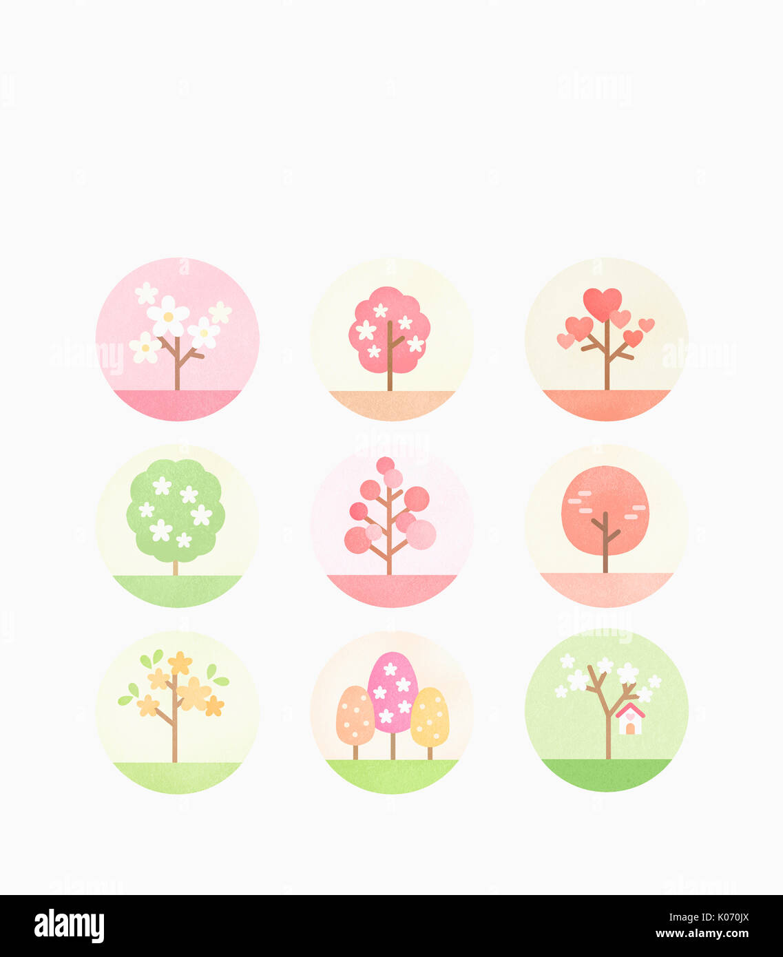Set of various icons of flower trees Stock Photo - Alamy