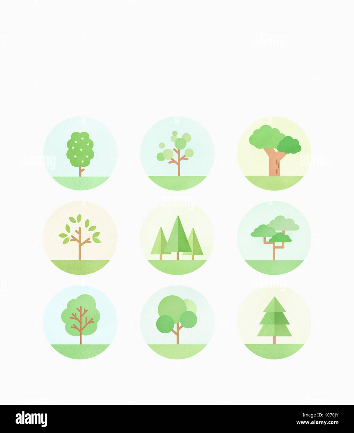 Set of various icons of trees Stock Photo - Alamy