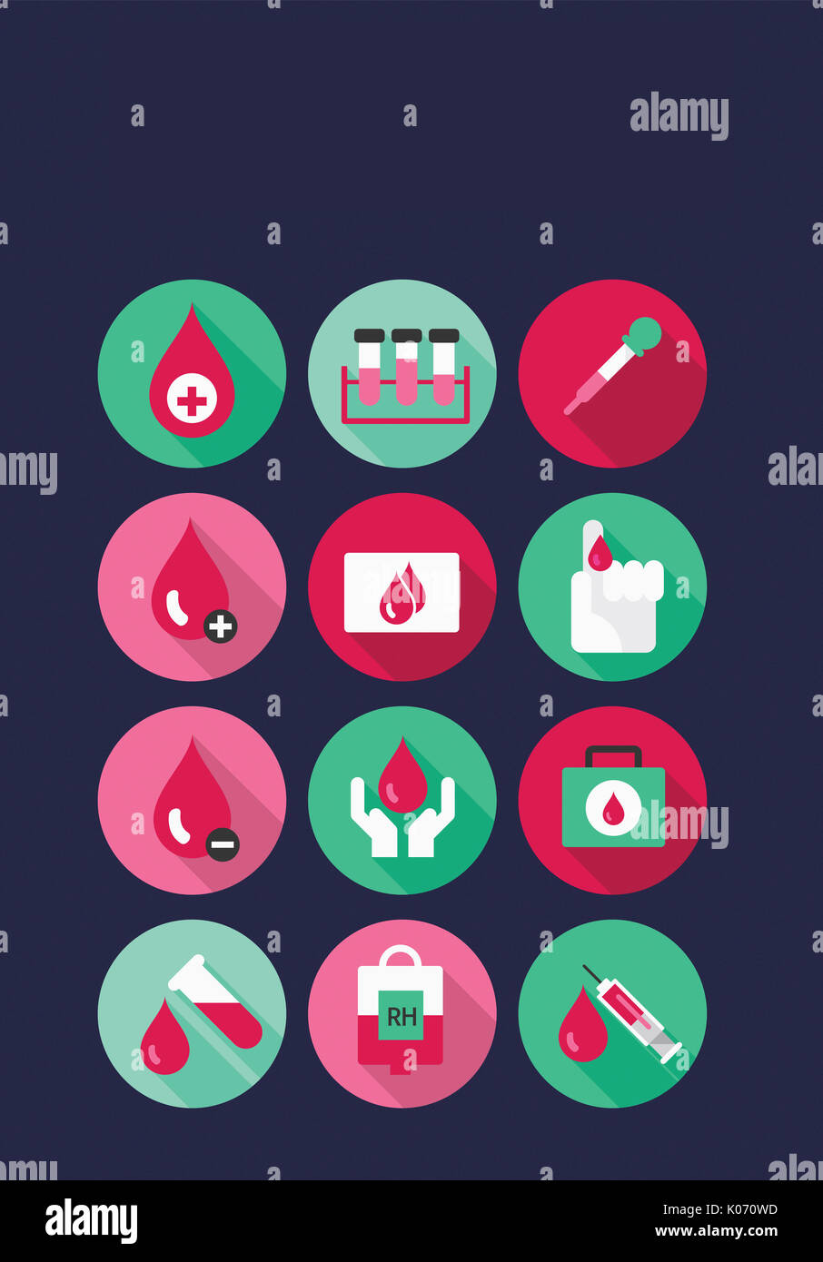 Set of various circle icons related to blood Stock Photo - Alamy