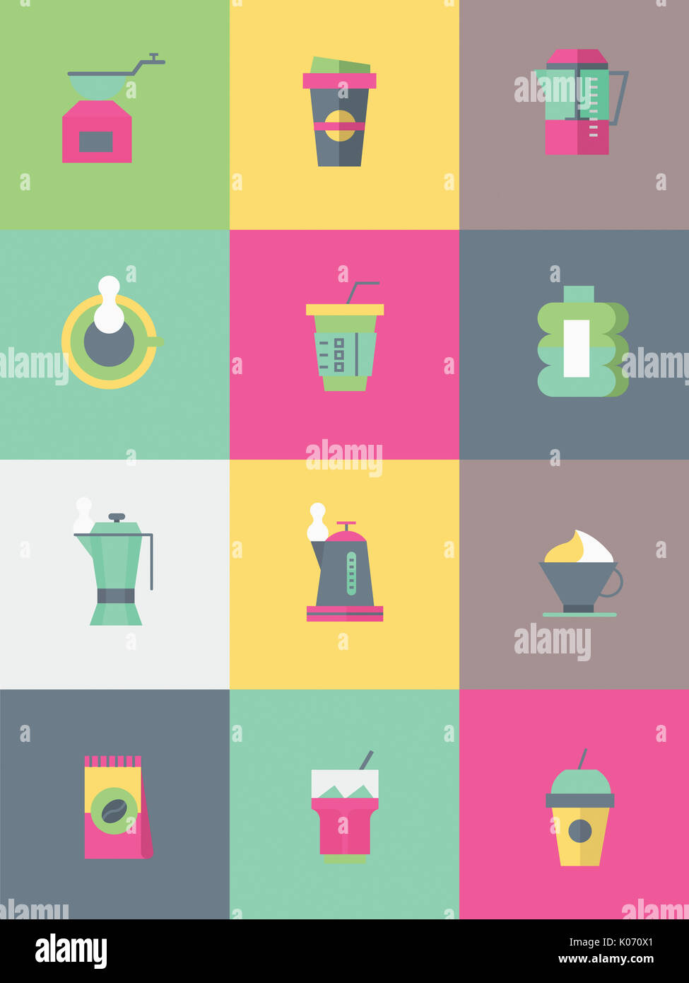 Set of various icons related to cafe Stock Photo - Alamy