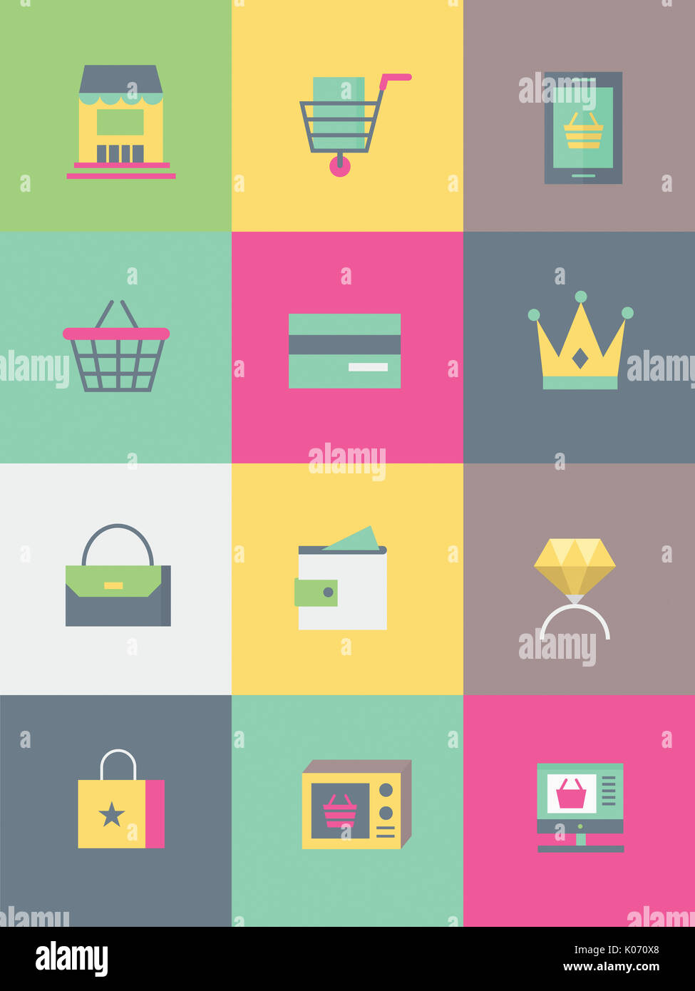 Set of various icons related to shopping Stock Photo - Alamy