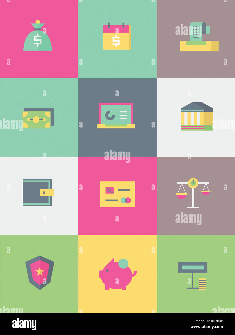 Set of various icons related to economy Stock Photo - Alamy