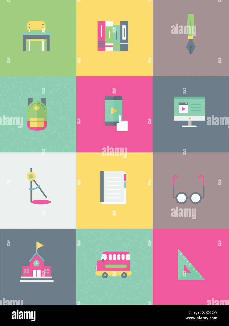 Set of various icons related to school education Stock Photo - Alamy