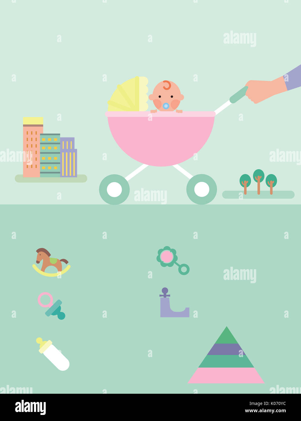 Infographic illustration related to infant care exhibition Stock Photo ...