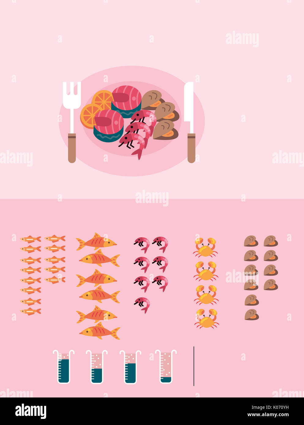 Infographic illustration related to seafood Stock Photo - Alamy