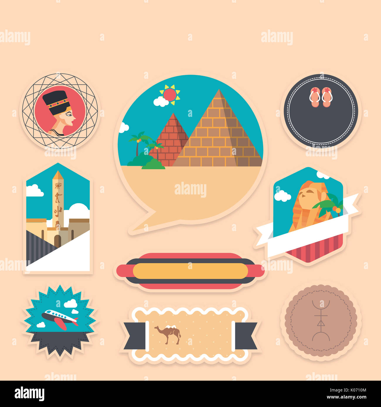 Stickers of various landmarks in Egypt Stock Photo - Alamy