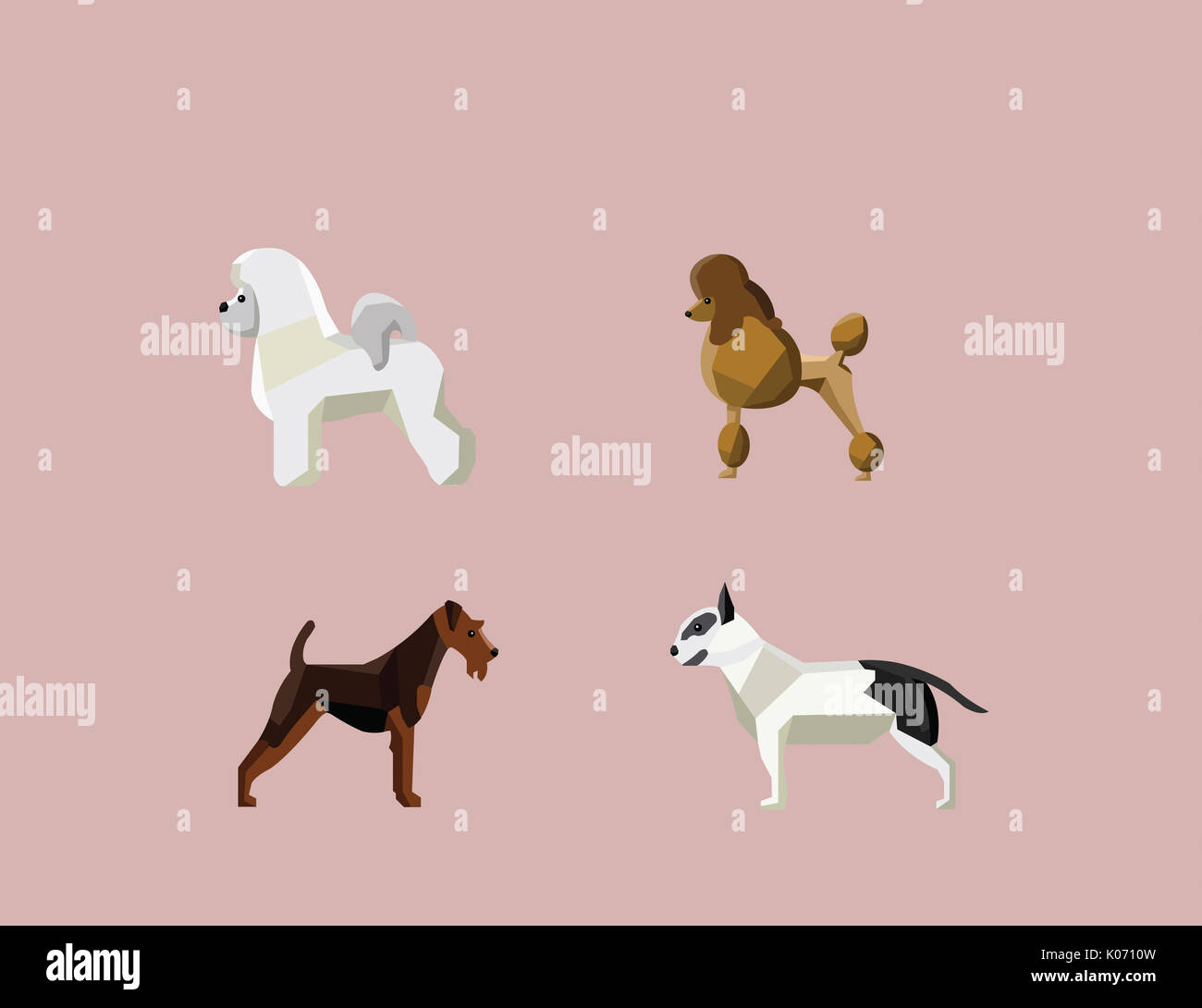 Four dogs in illustration Stock Photo - Alamy