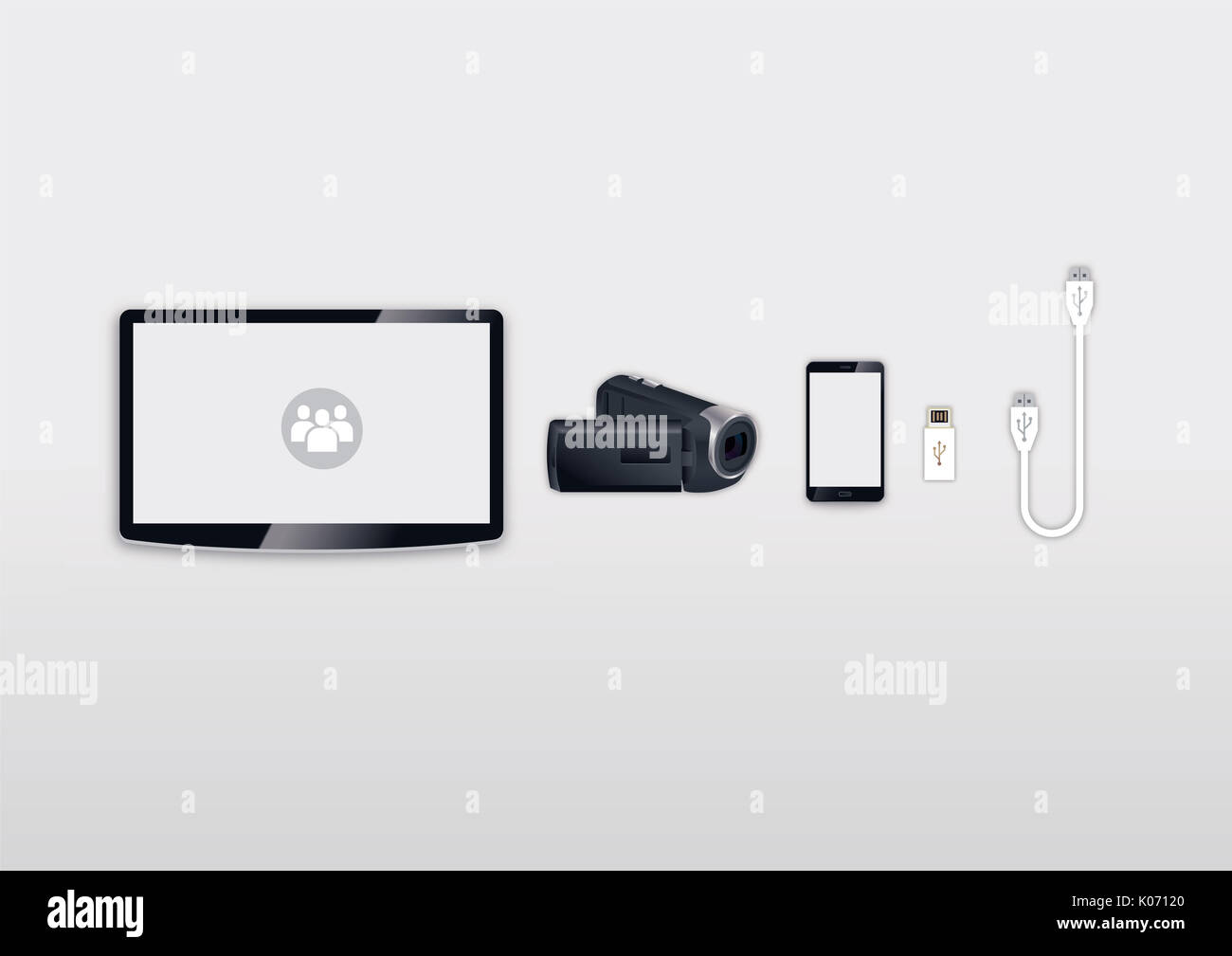 Illustration of digital machinery such as smartphone and USB Stock ...