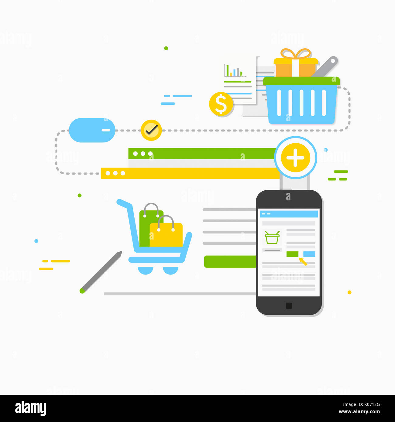 Illustration representing e-commerce in smart age Stock Photo - Alamy