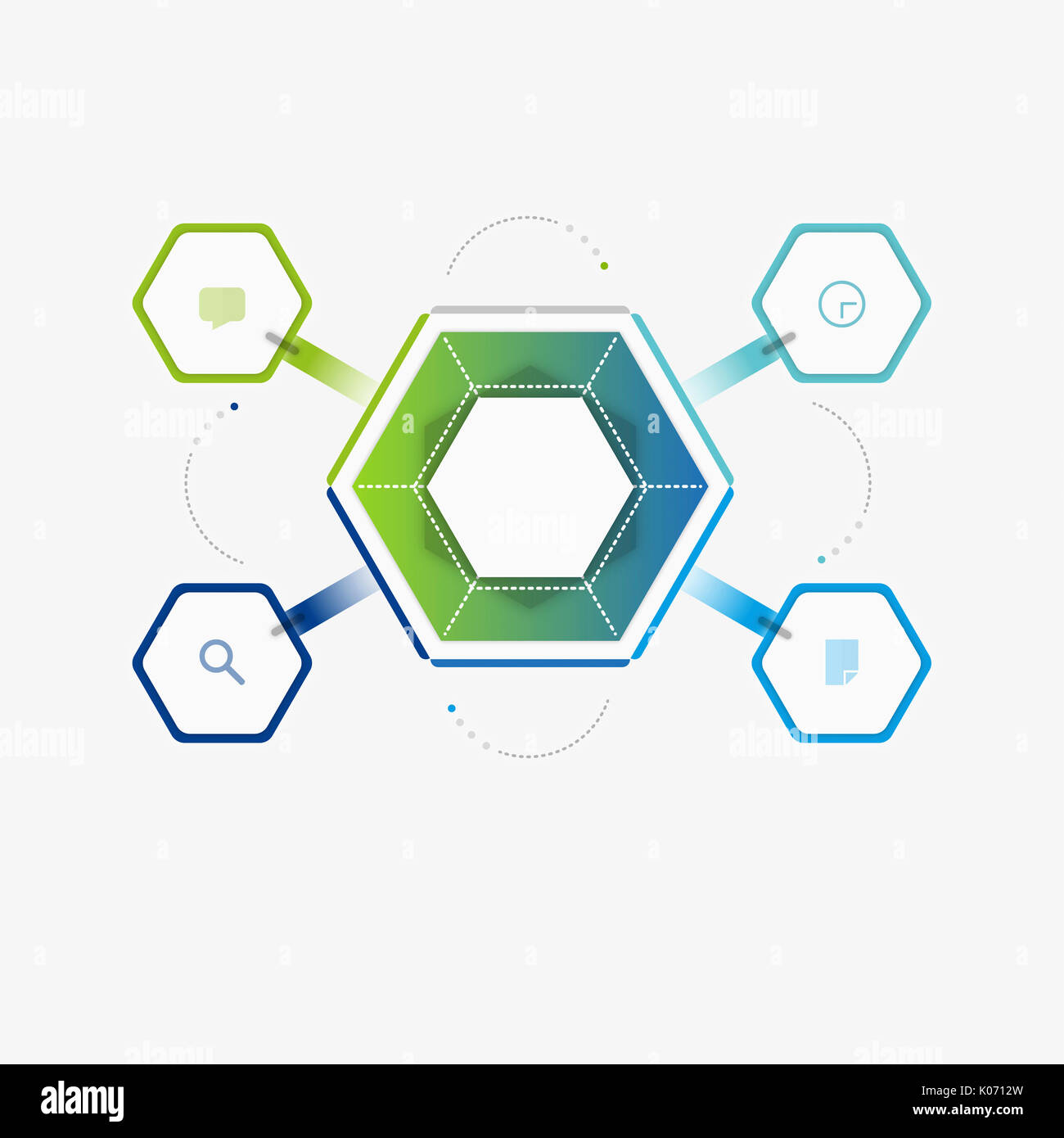 Infographic diagrams of connected hexagons with elements Stock Photo ...