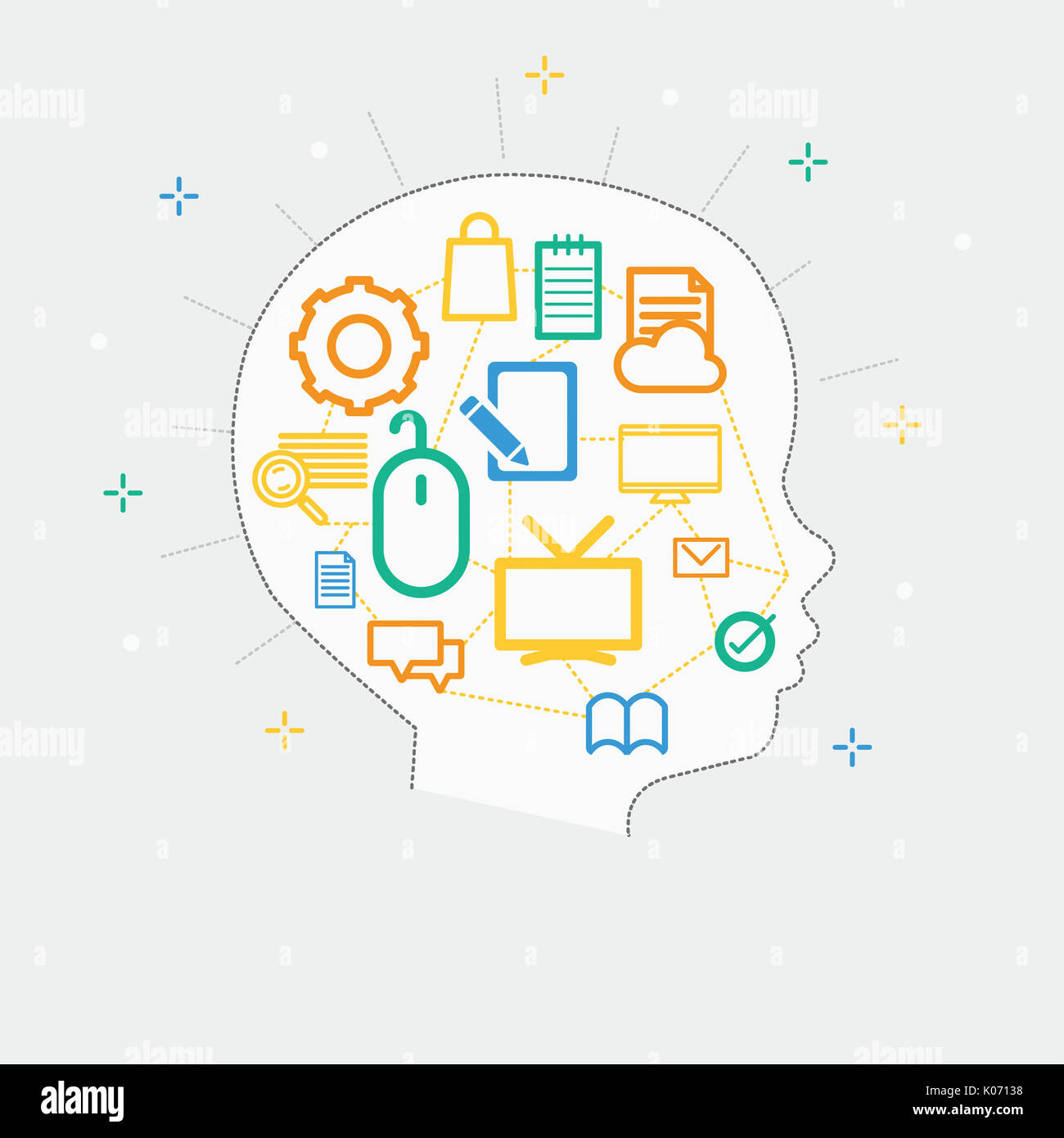 Human head with various infographics Stock Photo - Alamy