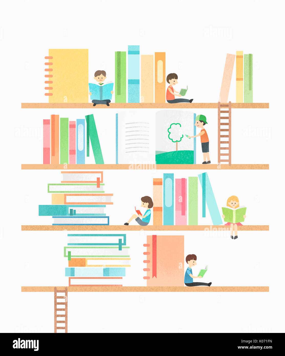 Girl boy reading books Cut Out Stock Images & Pictures - Alamy