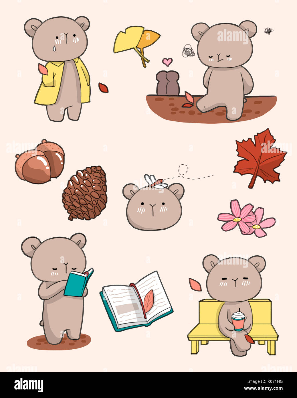 Various emotions of cute bear Stock Photo - Alamy