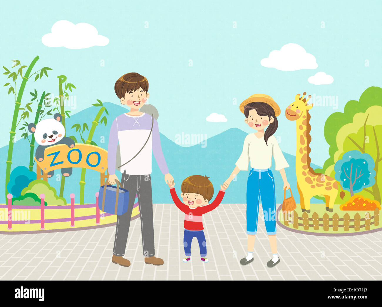 Harmonious family visiting a zoo in spring Stock Photo - Alamy
