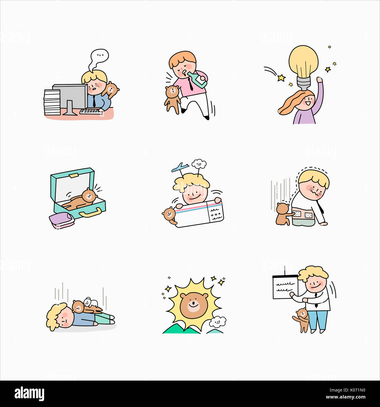 Various emoticon stickers of business people Stock Photo - Alamy