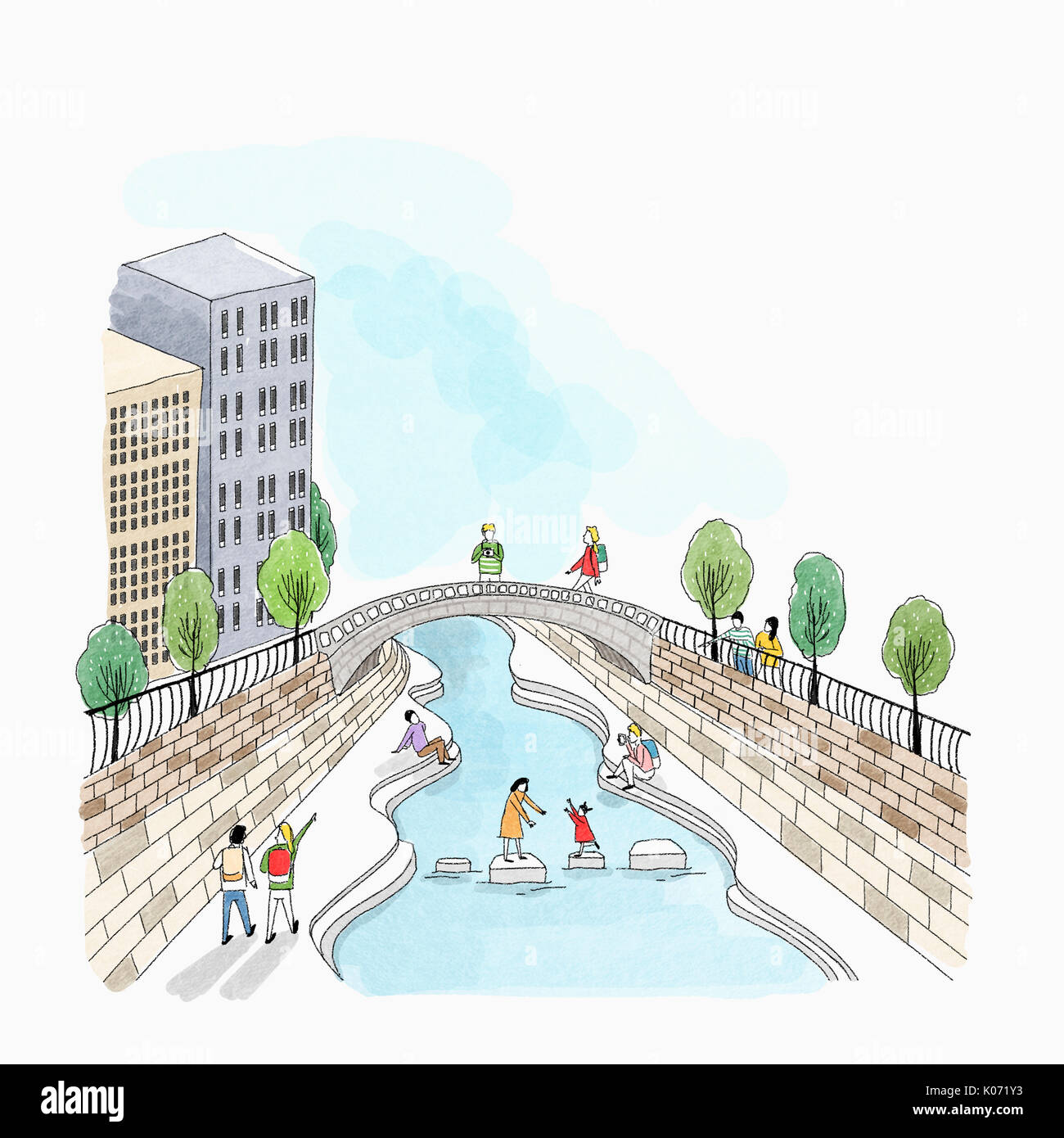 Korean landmark, Cheonggyecheon Stream in Seoul Stock Photo - Alamy