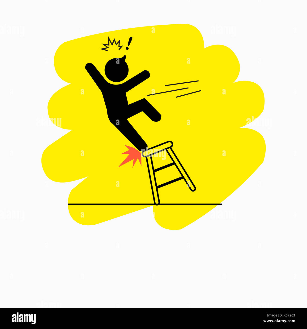 Pictogram icon of child falling down from a chair Stock Photo - Alamy