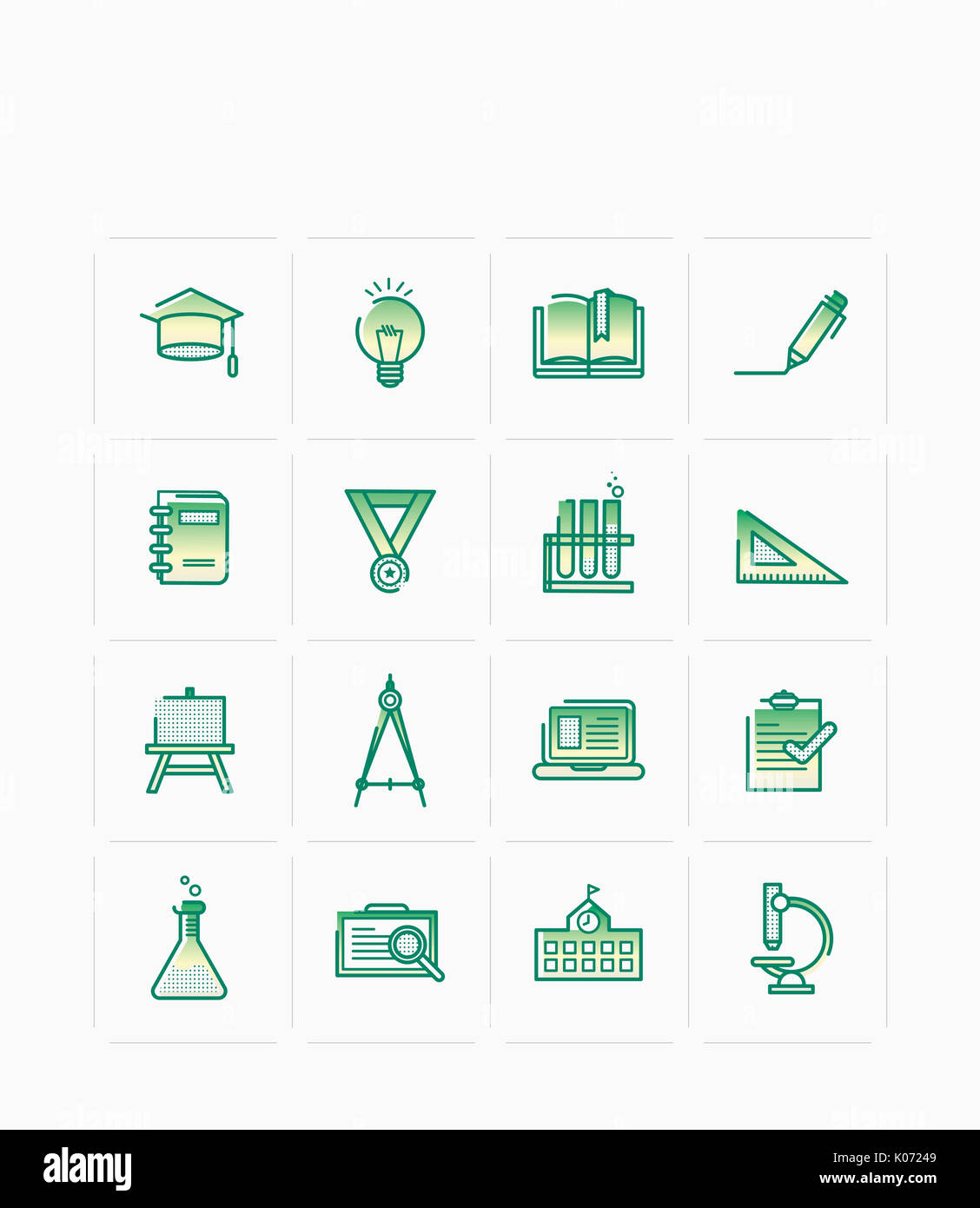 Various green icons related to education Stock Photo - Alamy