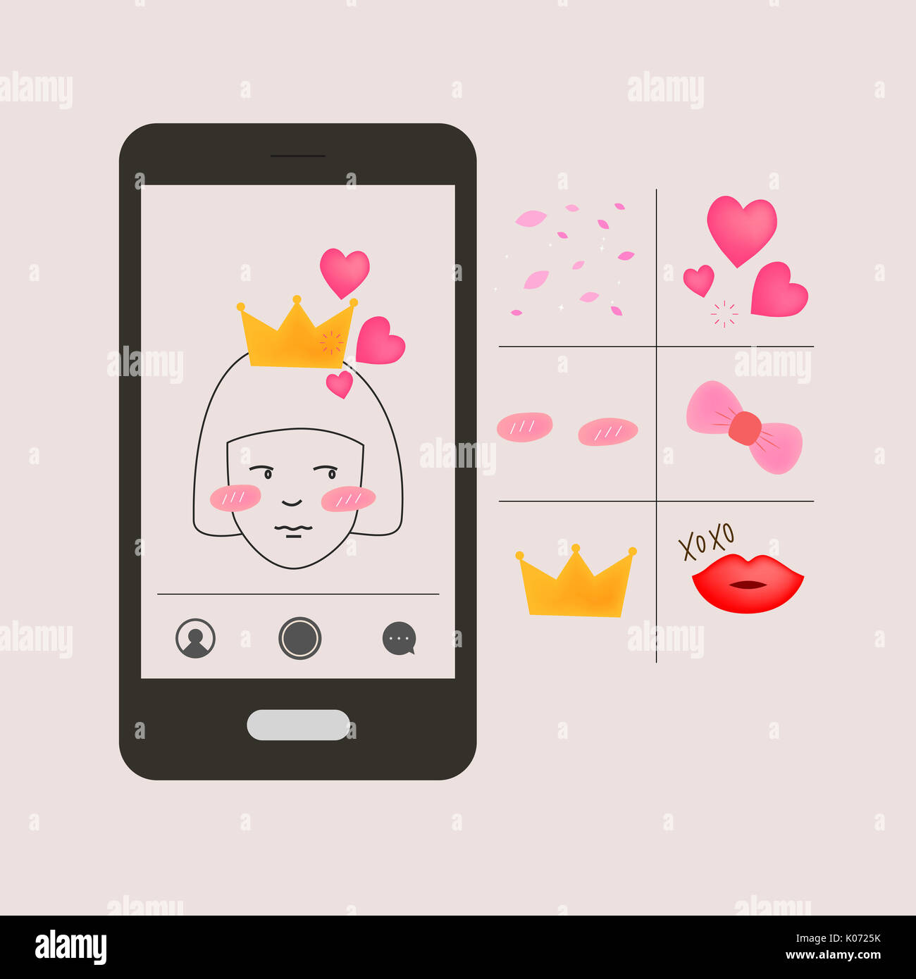 Cute humorous face on smartphone Stock Photo - Alamy