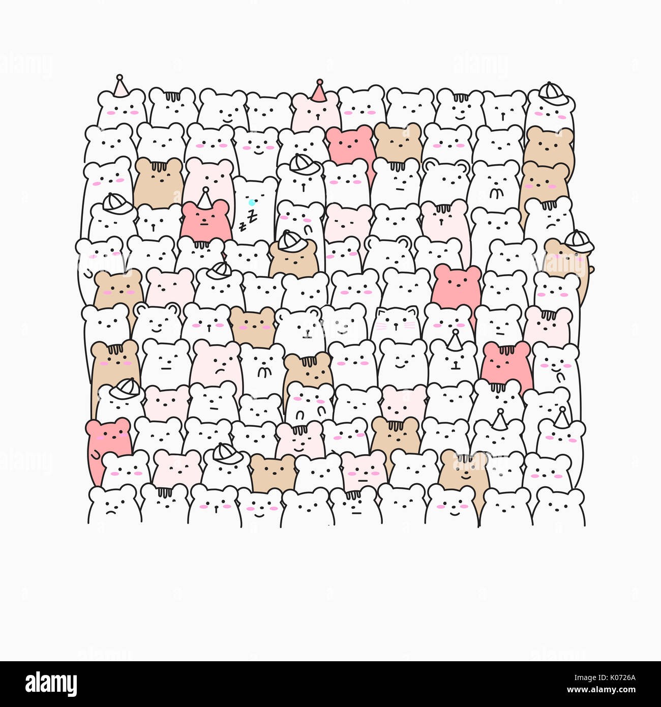 Illustration of lots of hamsters with one cat Stock Photo - Alamy