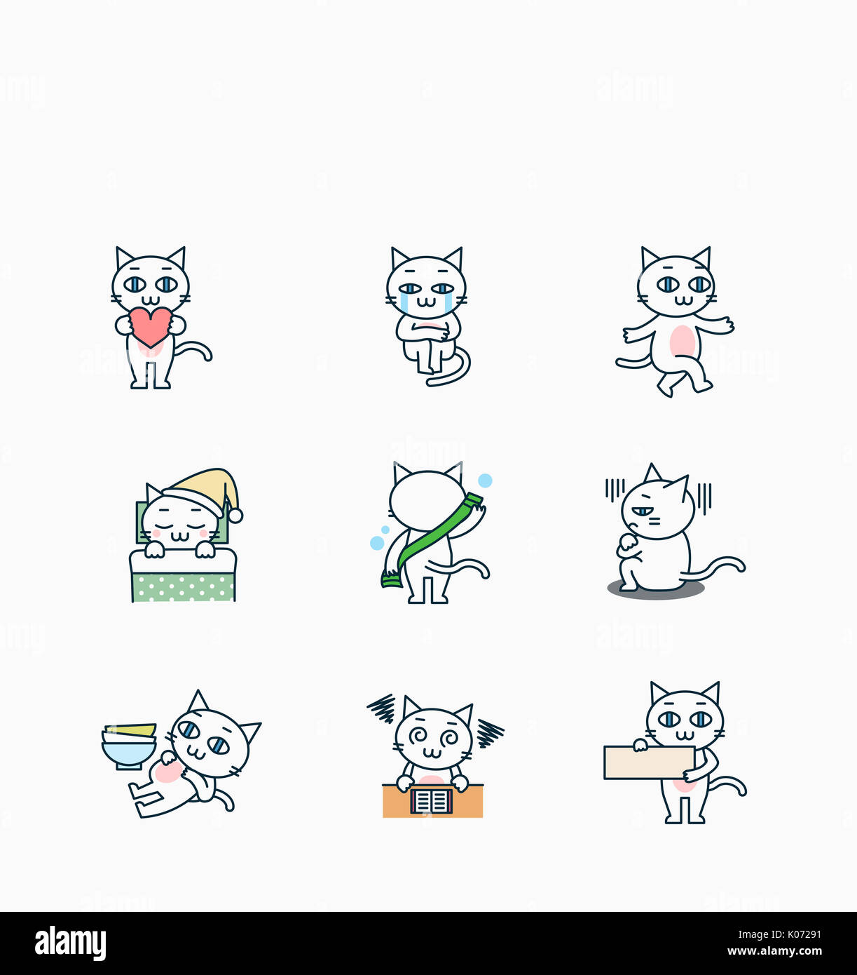 Various emoticon icons of cats Stock Photo - Alamy