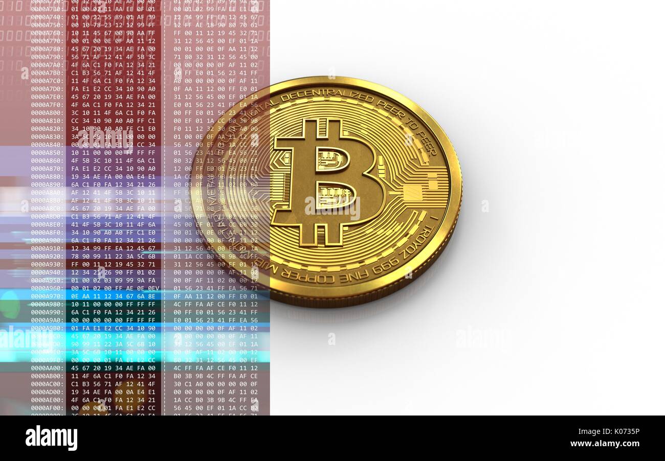 3d illustration of bitcoin over white background with red hex Stock ...