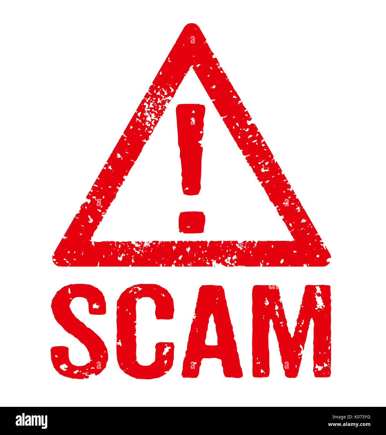 A red stamp on a white background - Scam Stock Photo - Alamy