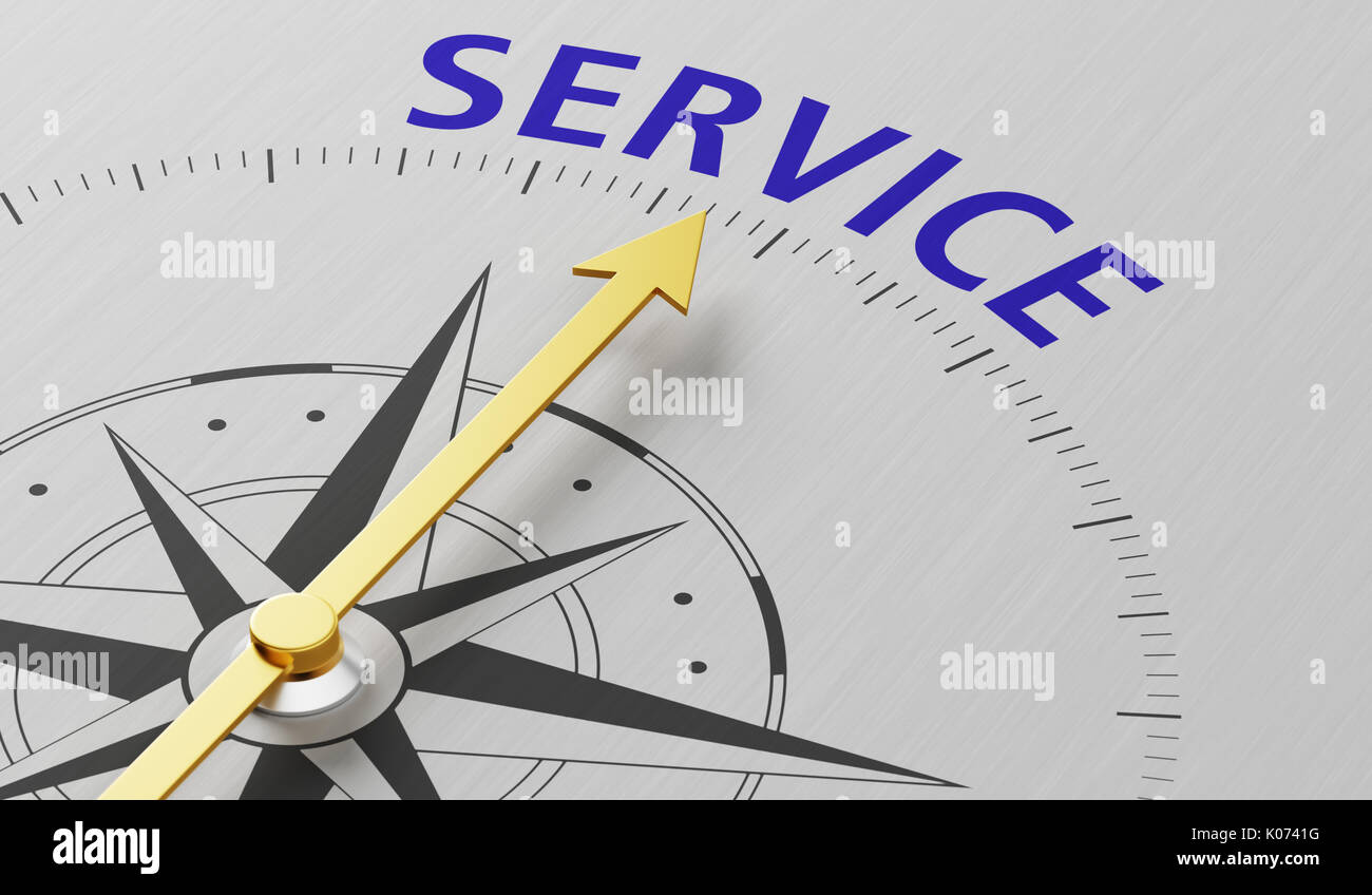 Compass needle pointing to the word Service Stock Photo - Alamy
