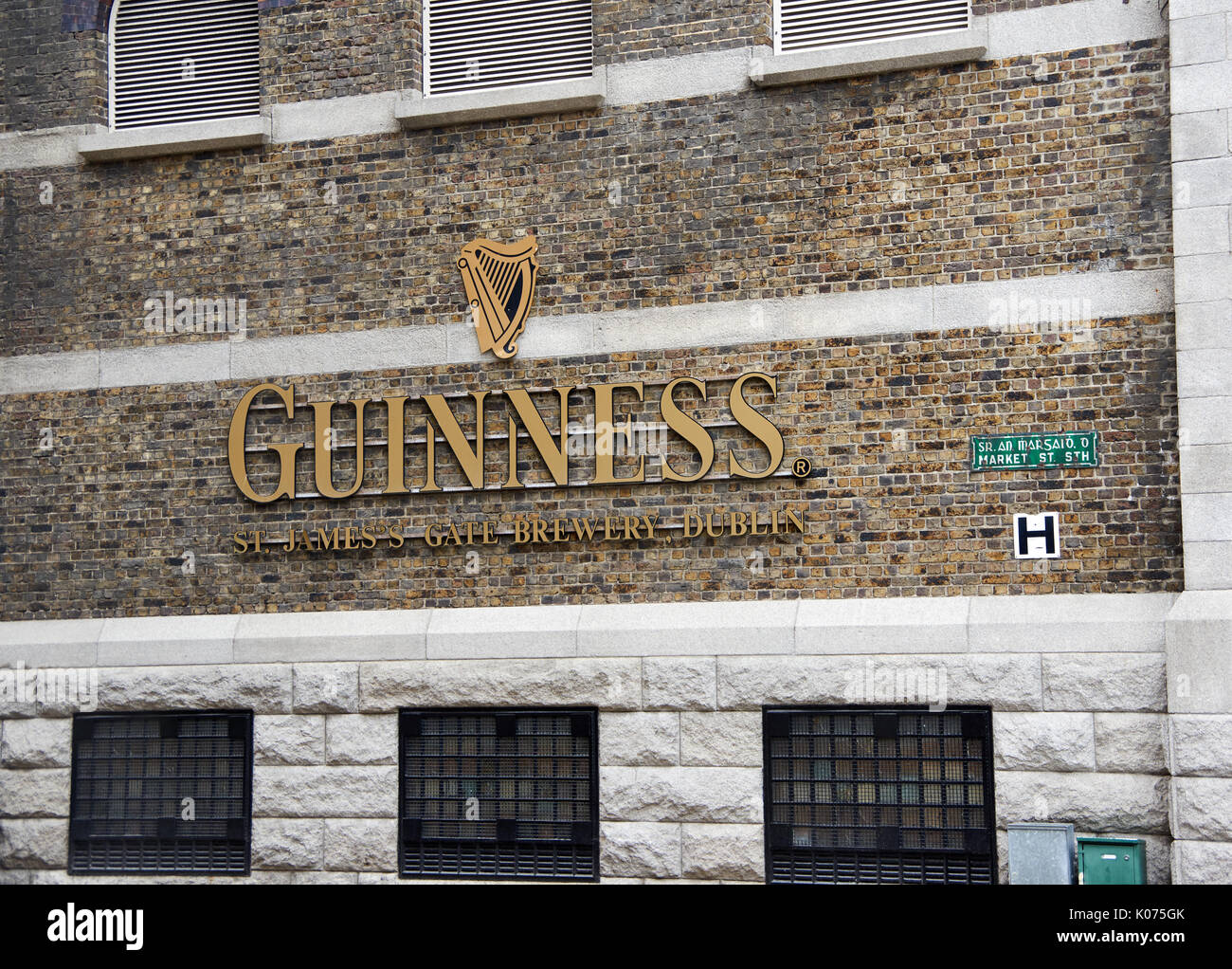 DUBLIN, IRELAND - AUGUST 3, 2017 : Guinness logo on its Storehouse in ...
