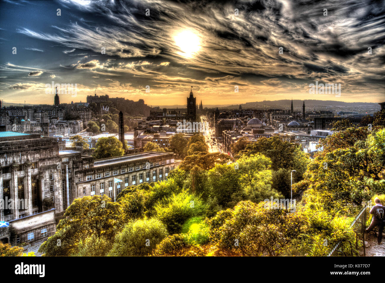 City of Edinburgh, Scotland. Picturesque sunset view of Edinburgh city ...