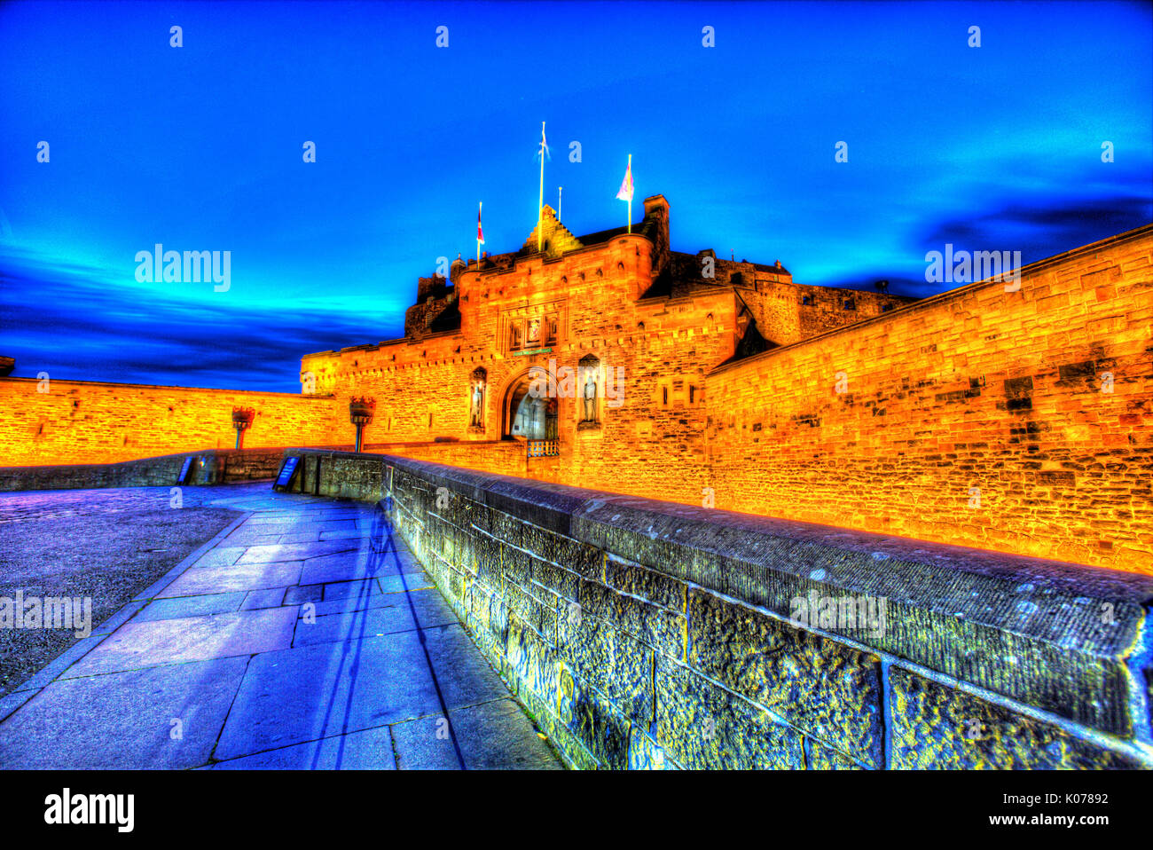 City of Edinburgh, Scotland. Picturesque night view of the main ...
