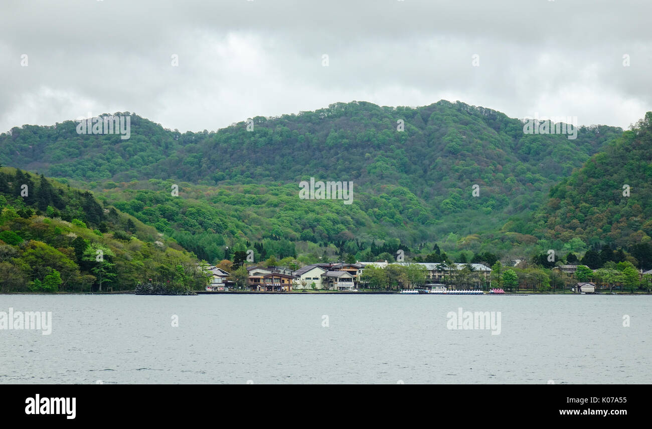 Landscape of Lake Towada in Aomori, Japan. Lake Towada is the largest ...